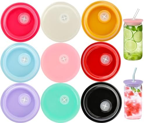 Amazon.com: 10-Pack Colorful Acrylic Cup Lids with Straw Hole - Spill ...