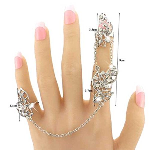 Buy Silver Leaf Double Full Finger silvet Ring Adjustable at Amazon.in