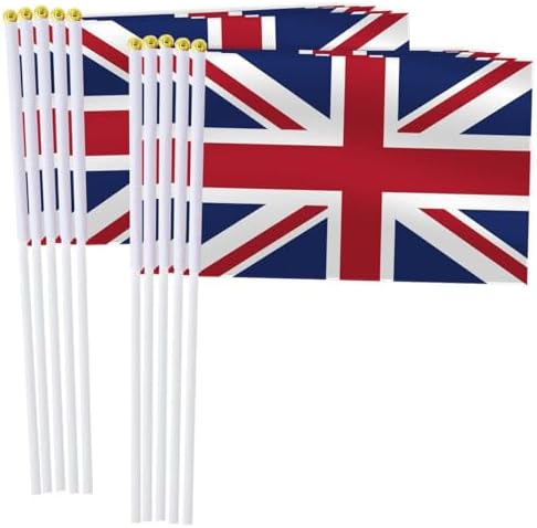Amazon.com : 25 Pack Hand Held Small Mini Flag British Flag Untied ...