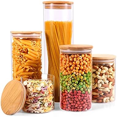 Amazon.com: CZZGSM Set of 6 Glass Flour and Sugar jars with 132 Kitchen ...