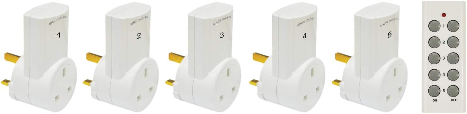 Eagle 5 Way Remote Control Mains Socket Set : Amazon.co.uk: DIY & Tools