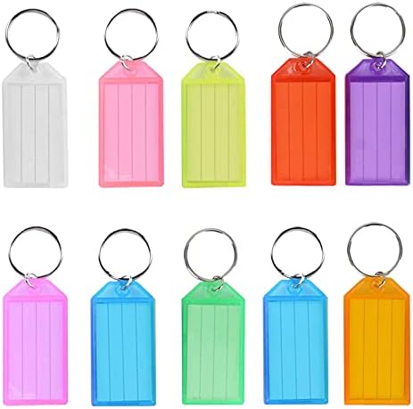 Uniclife 40 Pack Tough Plastic Key Tags with Split Ring Label Window ...