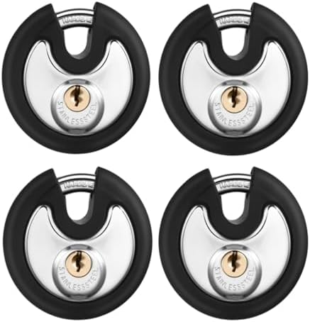 Chumia 4 Pack 70 mm Keyed Alike Padlocks Outdoor Round Stainless Steel ...