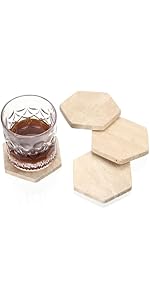 Amazon.com: OGANAZI Modern Clear Coaster Set of 5- Glass Coasters for ...