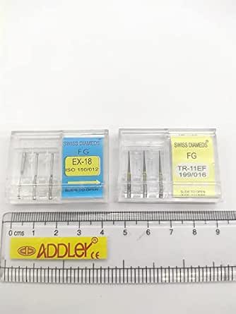 #DENTAL SWISS DIA BURS EX-18, TR-11EF FG DIAMOND COATED HIGH SPEED 2 ...