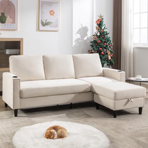 Amazon.com: Small Sectional Sofa, Convertible L-Shaped Couch with ...