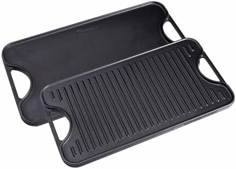 Amazon.com: VEVOR Reversible Grill/Griddle, 17x10'' Pre-Seasoned Cast ...