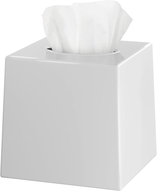 Amazon.com: White Tissue Box Cover Square - Plastic Facial Tissue Box ...