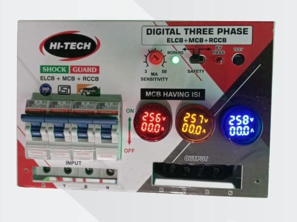 HI-TECH Three Phase DIGITAL 4 Pole ELCB + RCCB + ISI Marked MCB 32 A ...