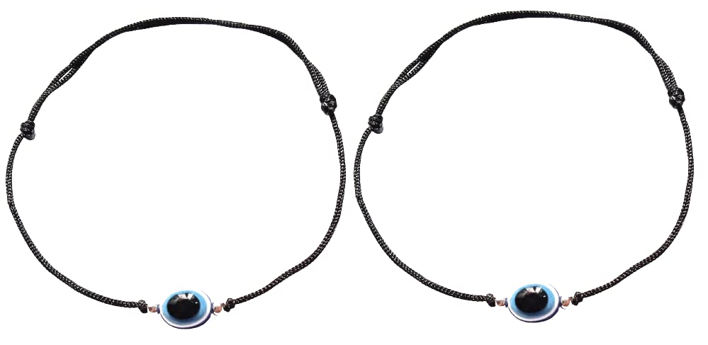 Buy Jyokrish Handmade Adjustable Pair of 1 Black Thread twisted Anklet ...