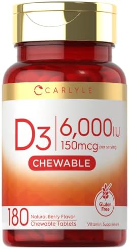 Amazon.com: Carlyle Chewable Vitamin D3 6000 IU Tablets | 180 Count ...
