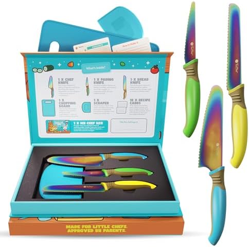 Amazon.com: TruChef Kids Knife Set for Real Cooking | Skin Safe Chef ...