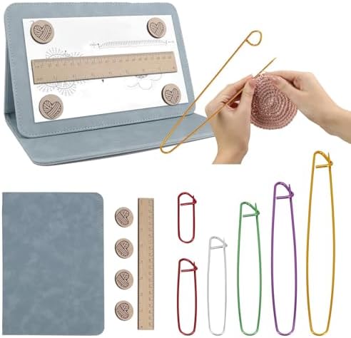 Magnetic Crochet Knitting Pattern Holder with 6pcs Stitch Holders for Knitting UK, Portable ...