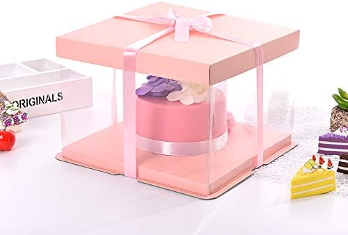 Amazon.com: 4Pack PET Clear Box carrier Packing - Cake Boxes ...