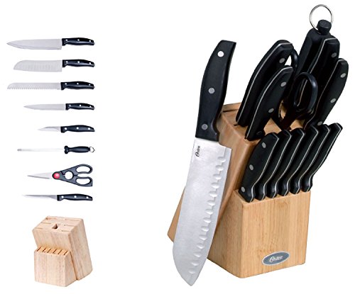 Oster 69529.14 Granger 14 Piece Cutlery Set with Wood Block, Black ...