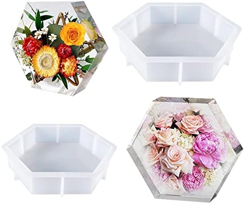 Amazon.com: Yayatty 2 Size Hexagon Resin Molds, Book Organize Silicone ...