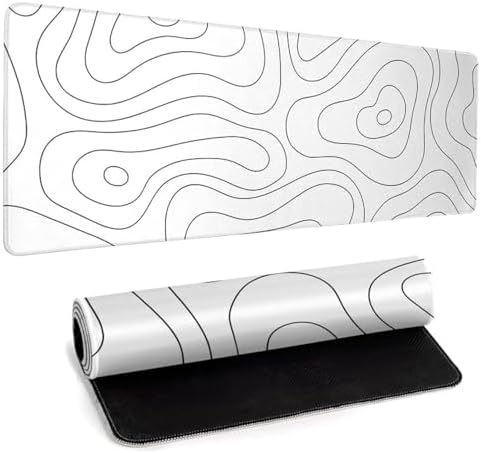 Amazon.com : White Topographic Contour Gaming Mouse Pad 35.4 X 15.7 ...