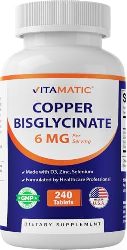 Amazon.com: Vitamatic Copper Bisglycinate 6 mg Made with Vitamin D3 ...