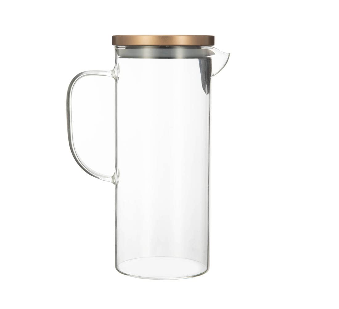 PUREFIT Transparent Glass Water Jug with Chrome S.S. Lid 1300ml Pack of ...