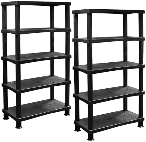 ALEEZ - 5 Tier Plastic Shelving Unit - Heavy Duty Storage Shelves ...