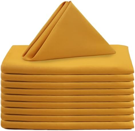 Amazon.com: 50pcs Polyester Cloth Napkins - 20 x 20 inch Gold Dinner ...