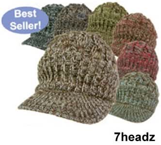 Amazon.com: Multi Cable Knitted Trendy Cab Driver Cabbie Hat with Short ...