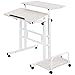 Livzing Height Adjustable Computer Table with Locking Wheels-Wooden ...