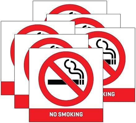 6-Pack No Smoking Vinyl Stickers - 100mm x 100mm - Weatherproof ...