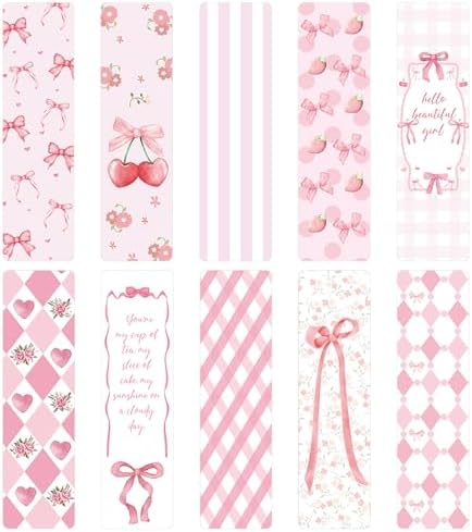 Amazon.com : Skyygemm 100 Pcs Coquette Pink Bookmarks Cute Bookmarks ...
