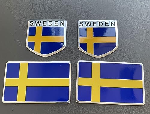 Amazon.com - 4Pcs Metal Sweden Swedes Flag Car Decal Stickers,Swedish ...