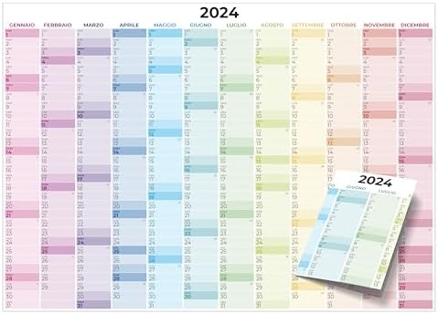 Planner calendrier annuel 2024 – Format A2 (60 x 42 cm) 12 mois ...
