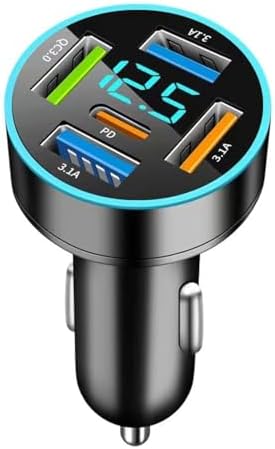 Amazon.com: 2Pcs 66W Fast USB Car Charger Fast Charge with Voltmeter ...