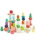 Amazon.com: WOODENFUN 48 PCS Wooden Sorting Stacking Rocks Stones ...