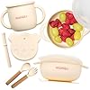Amazon.com: Baby Feeding Set - Suction Bowls with lids, Training Straw ...