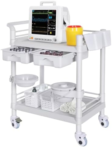 Amazon.com: Mobile Medical Trolley Cart Portable 3-Tier Professional ...
