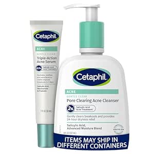 Amazon.com: Cetaphil Gentle Clear Pore Clearing Acne Cleanser + Gentle Clear Triple-Action Acne ...