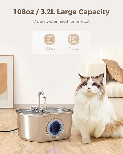 Snapklik.com : Cat Water Fountain Stainless Steel: 108oz/32L Cat Fountain For Drinking- Pet ...