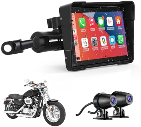 5 Inch Motor CarPlay with Front and Rear Camera, IP67 Waterproof ...
