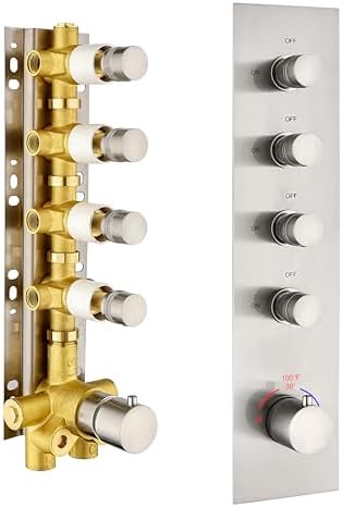 OMEKNTOP 4 Way Shower Diverter Valve Brushed-Nickle, 4 Function ...