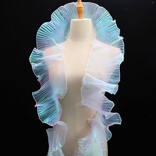 Amazon.com: OIIKI 5 Yard Retro Ruffle Lace Border, Pleated Chiffon Trim ...