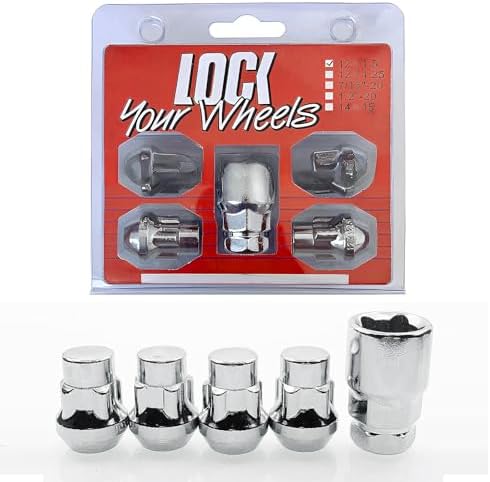 Set of 5 Locking Wheel Nuts M12 x 1.5 with Key Kit Wheel Lock Tyre Anti ...