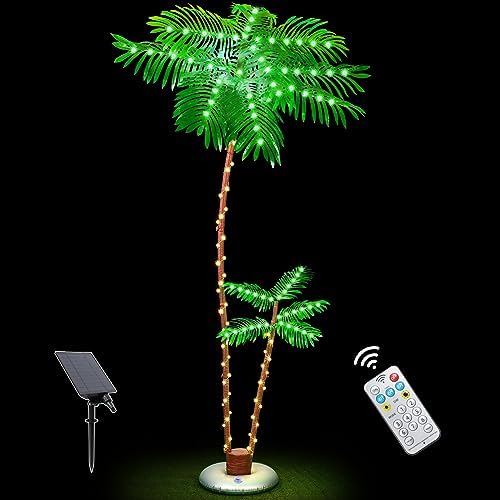 Amazon.com : OUSHENG Solar Lighted Palm Trees for Outside Patio, Bar ...