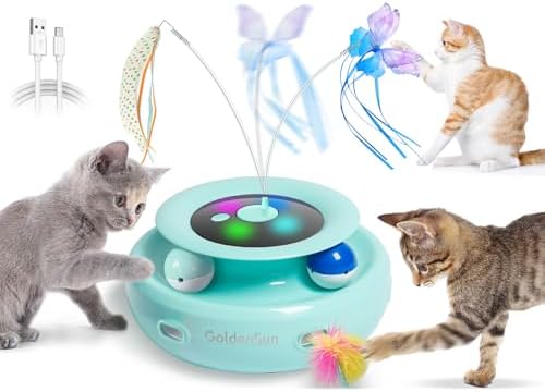 GoldenSun 3-In-1 Interactive Cat Toys for Indoor Cats Adult, Smart Cat ...