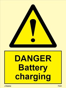 IMO Sign. Sign White Vinyl SELF Adhesive, Danger Battery Charging ...