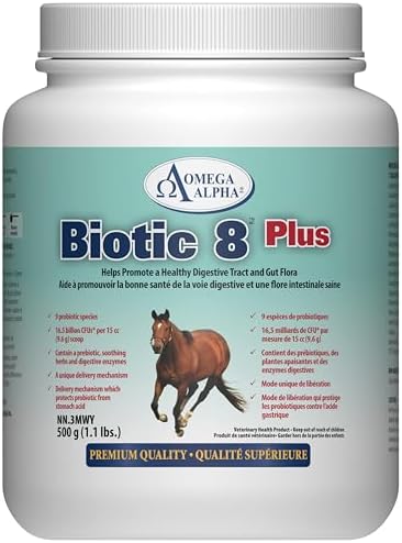 Omega Alpha Probiotic 8 Plus Equine Powder 500g, Multi-Strain Digestive ...