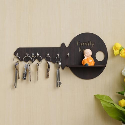 Webelkart Premium Key Shape Key Chain Holder with Wall Shelf for ...