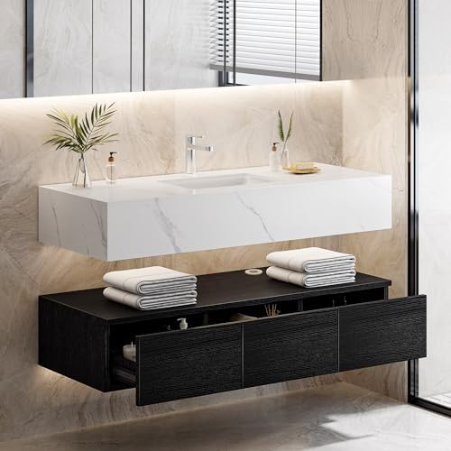 Amazon.com: DWVO Floating Vanity Bathroom 48 Inch Wall Mounted Bathroom ...