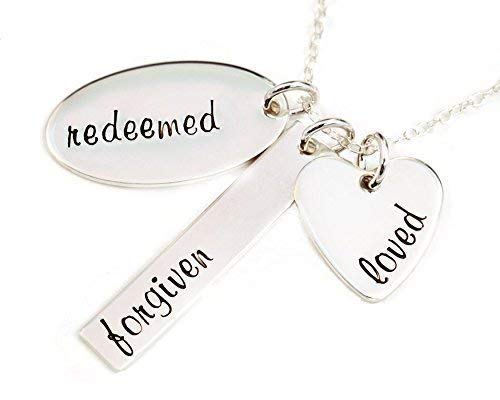 Amazon.com: Redeemed, Forgiven, Loved Sterling Silver Hand Stamped ...
