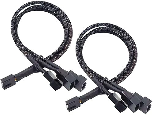 Tunghey 2Pack 1 to 3 Way PC Fan Splitter Cable, 4pin PWM Adapter ...