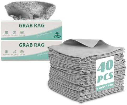 Amazon.com: Vecegere Microfiber Rags in A Box (2 Pack 40 Count ...
